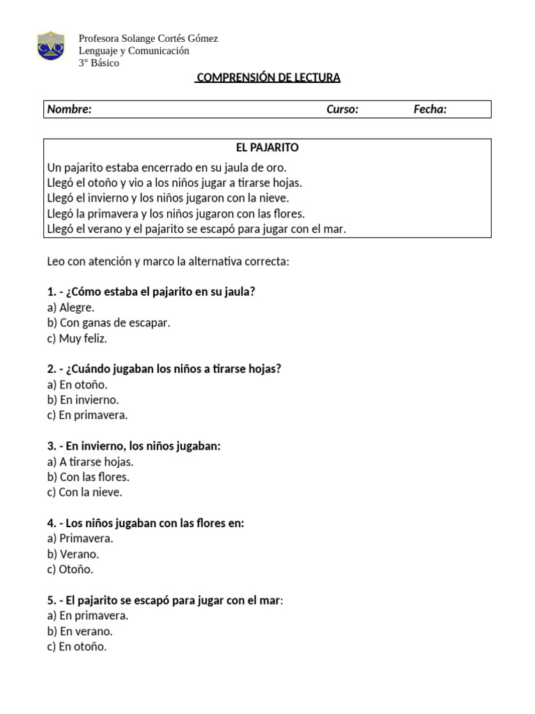 Guias Breves de Comprensión Lectora | PDF