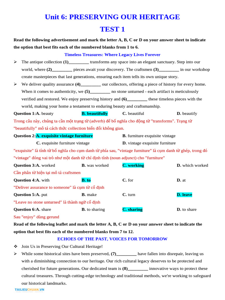 Unit 6 TEST 1 KEY GRADE 11 | PDF