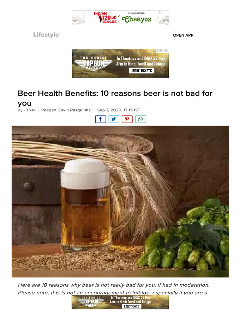 Health Benefits of Beer - 10 Reasons Why Drinking Beer Is Not Bad For ...