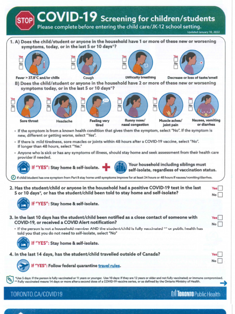 Updated Covid Screening Information Sheet) | PDF