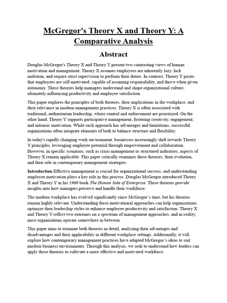 McGregor Theory X and Theory Y | PDF | Motivational | Motivation