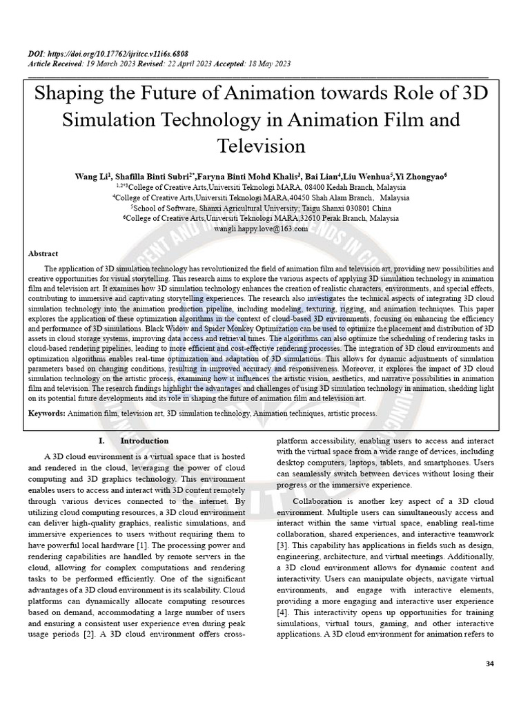 Shaping The Future of Animation Towards Role of 3D Simulation Technology in Animation Film and ...