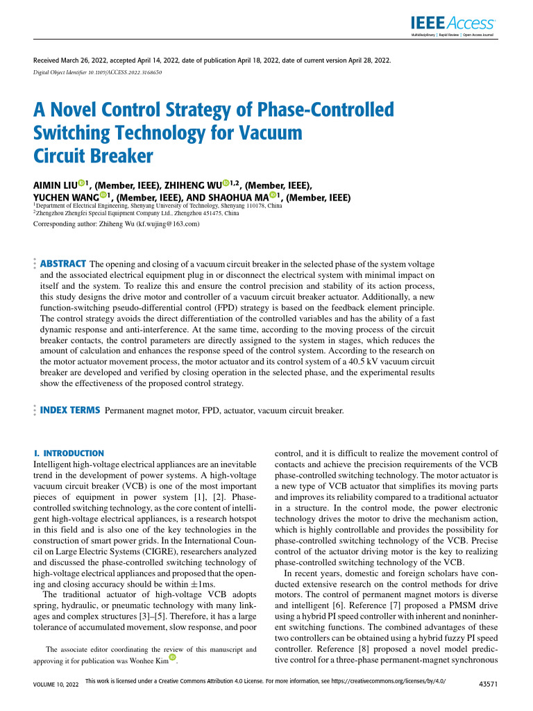 A Novel Control Strategy of Phase-Controlled Switching Technology For ...
