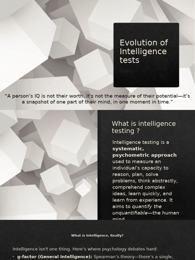 Evolution of Intelligence Testing | PDF | Wechsler Adult Intelligence ...