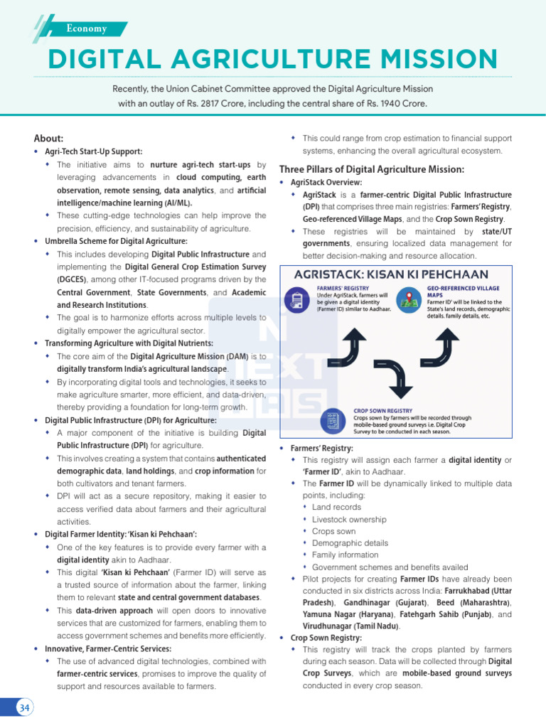 Digital Agriculture Mission Overview | PDF | Agriculture | Natural ...