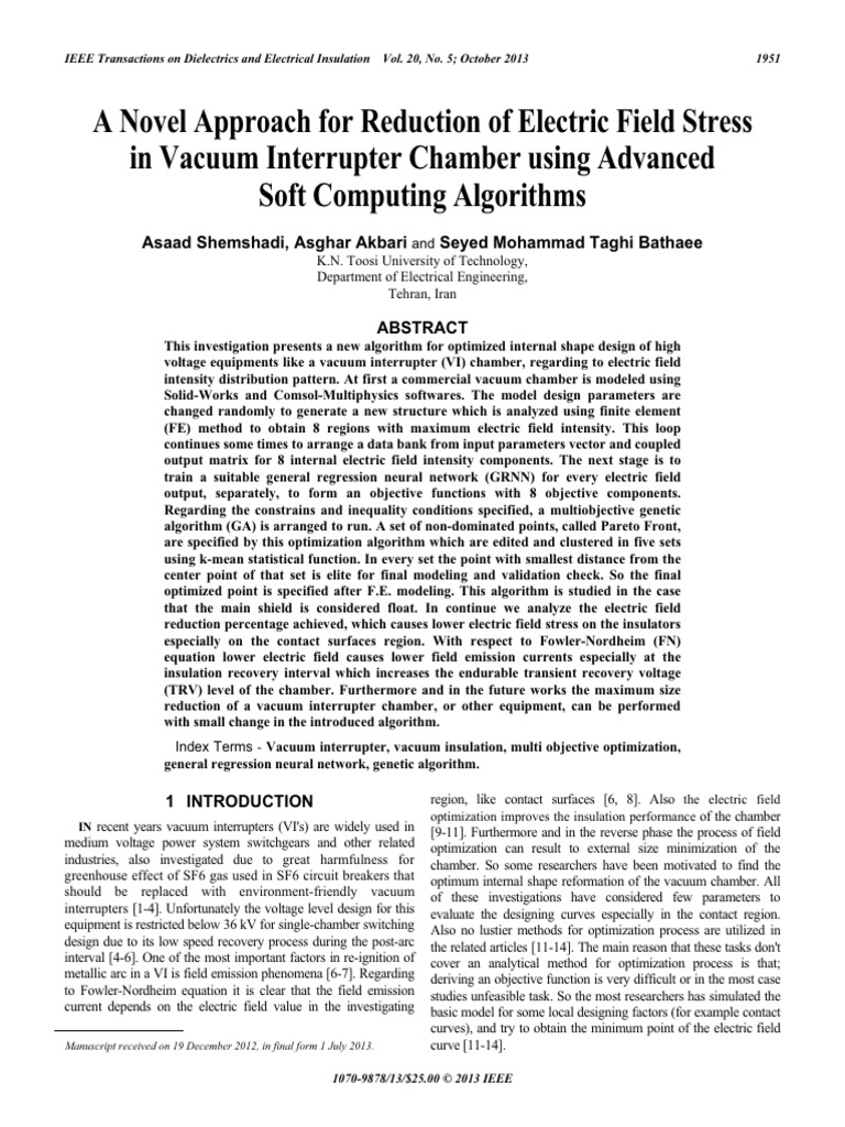A Novel Approach For Reduction of Electric Field Stress in Vacuum Interrupter Chamber Using ...