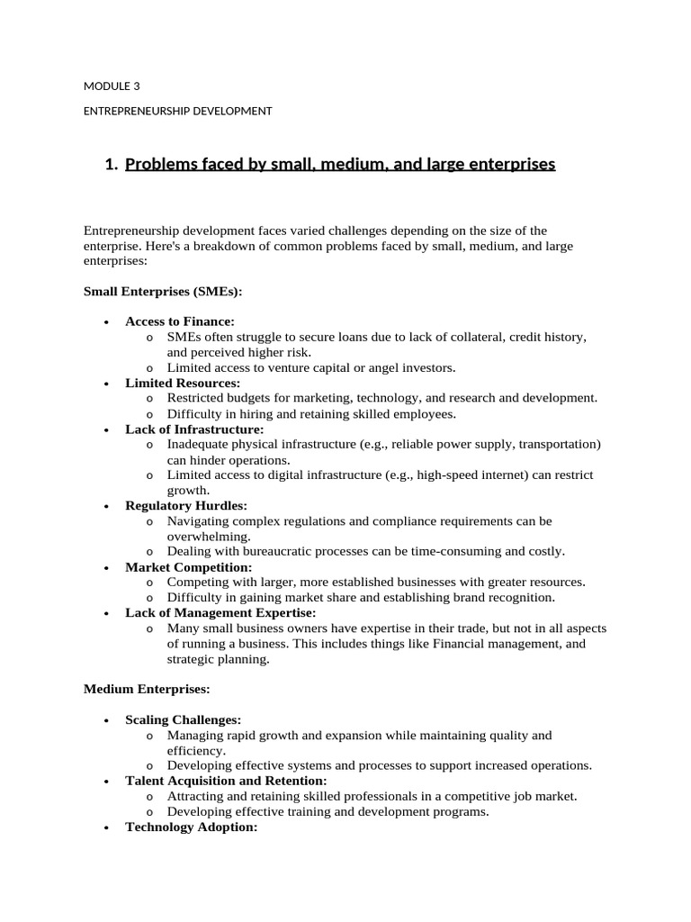 entrepreneurship module 3 note | PDF | Entrepreneurship | Small And ...