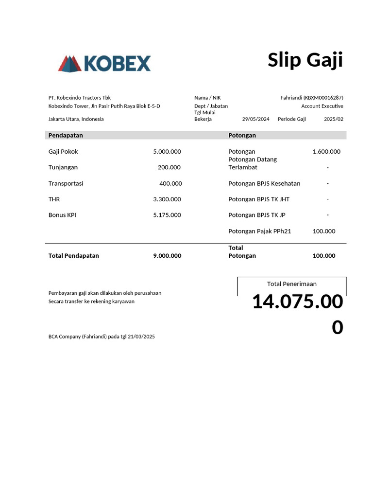Contoh Slip Gaji | PDF