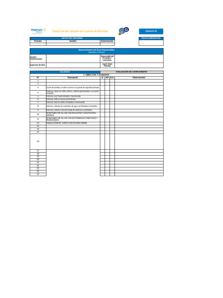 12.-A-Cuarto de Bombas (Check List) | PDF | Bomba