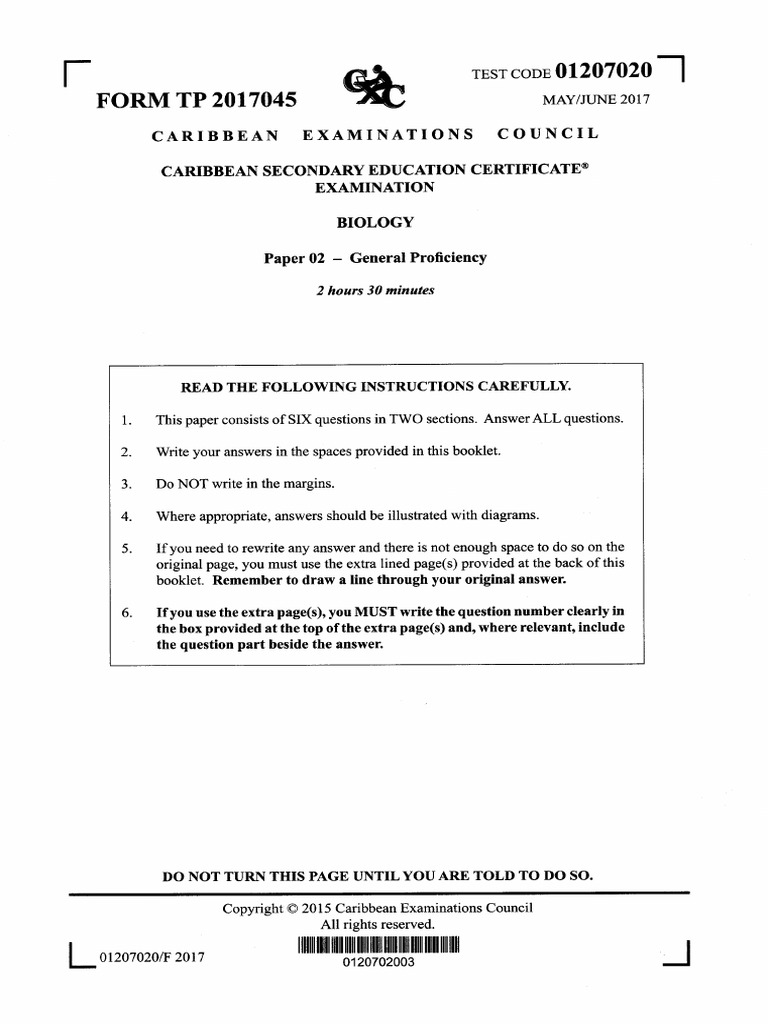 CSEC Biology June 2017 P2 Sol | PDF | Menstrual Cycle | Biology