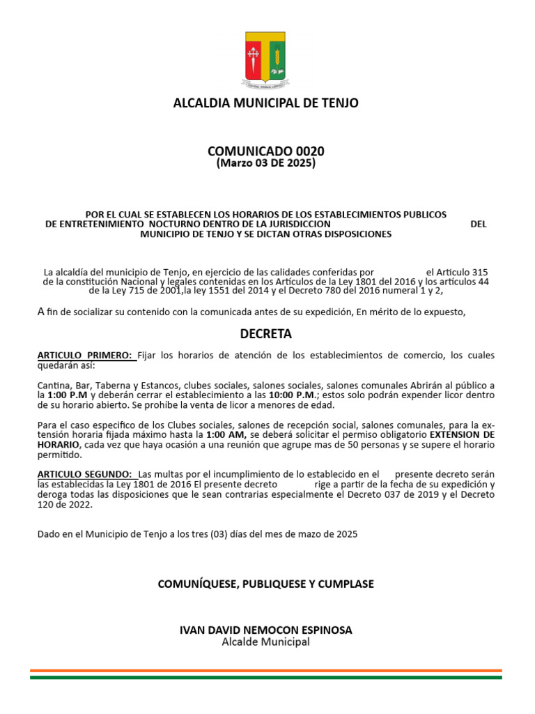 Decreto Tenjo | PDF