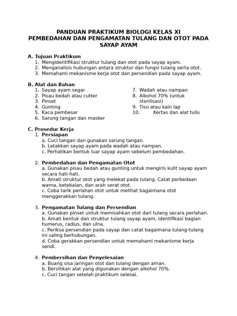 Panduan Praktikum Biologi Kelas Xi | PDF