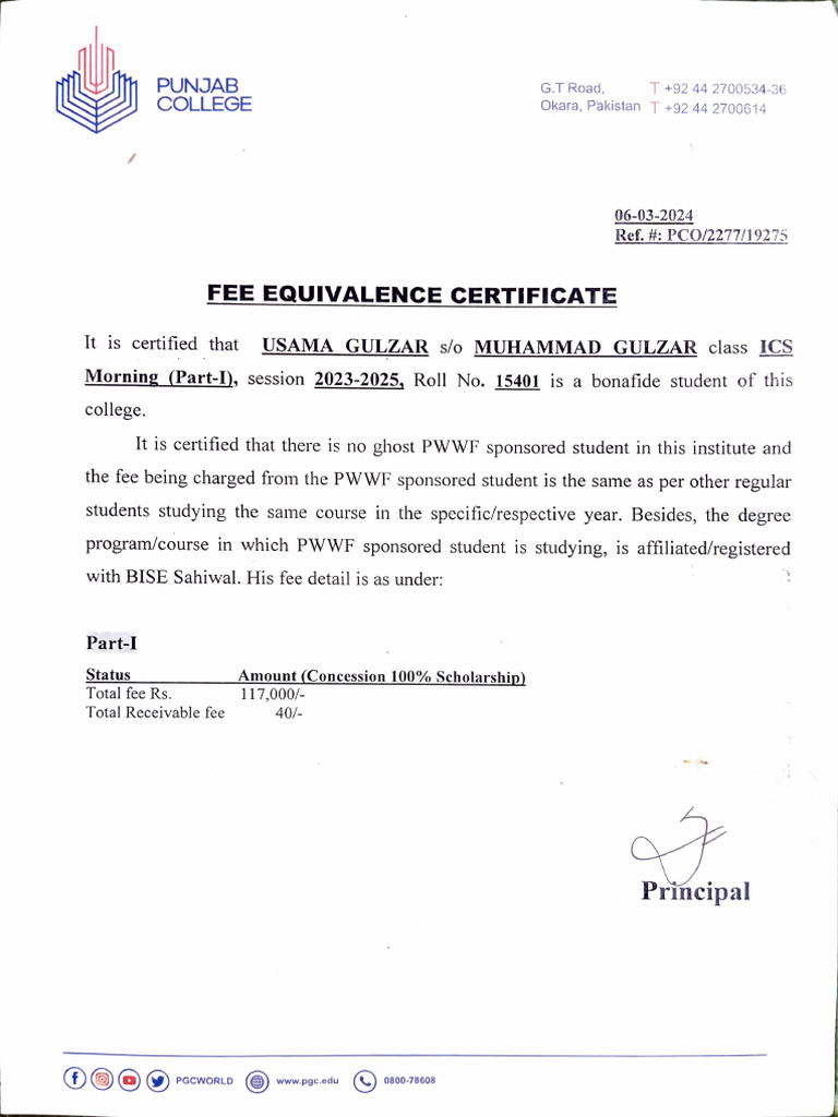Fee Equivalence 1st Year | PDF | Services (Economics) | Payments