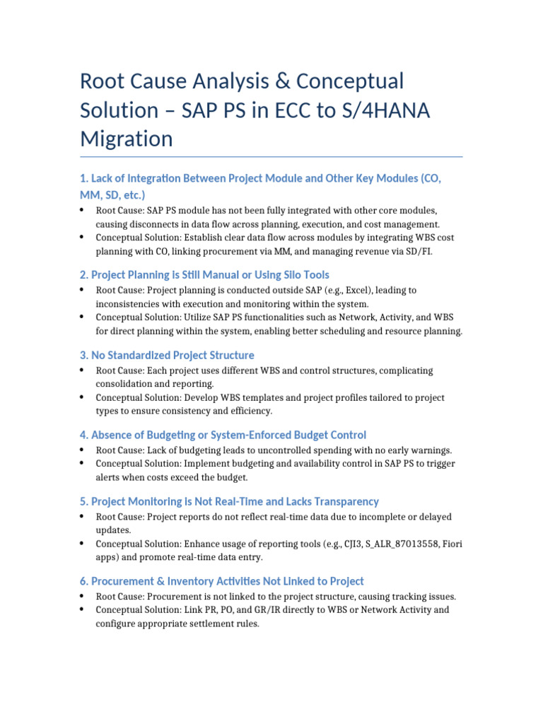 SAP PS Root Cause and Solution Analysis | PDF | Business | Computing