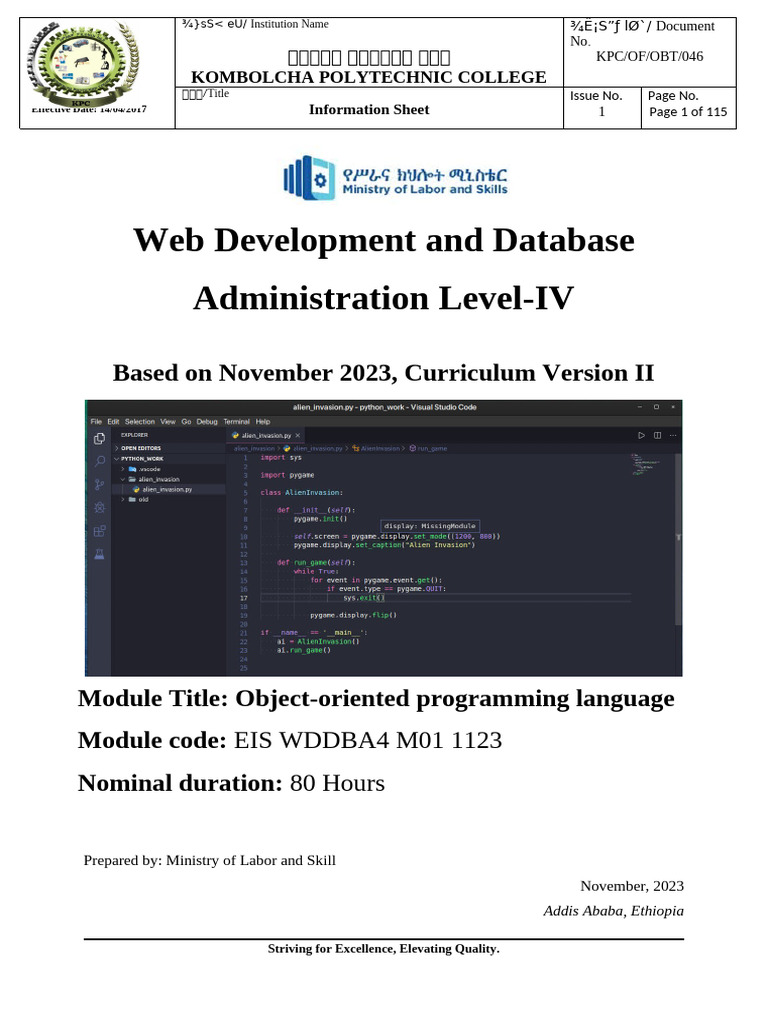 TM01 Apply Object-Oriented Programming Language Skills | PDF