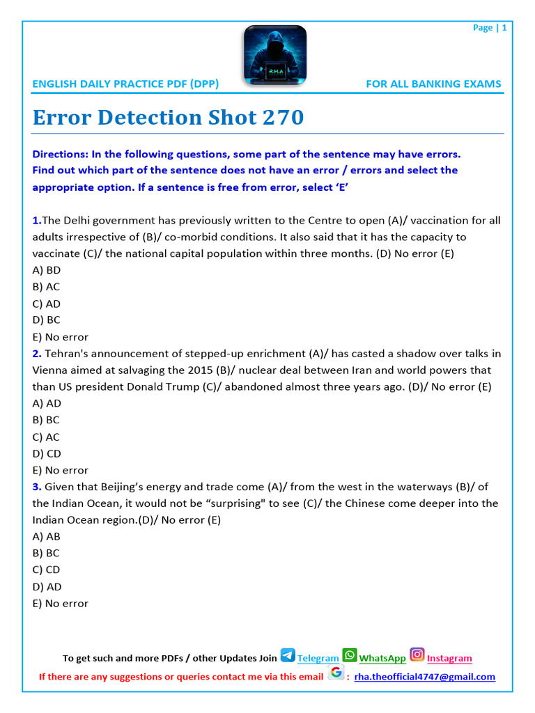 Error Detection Practice Shot 270 | PDF
