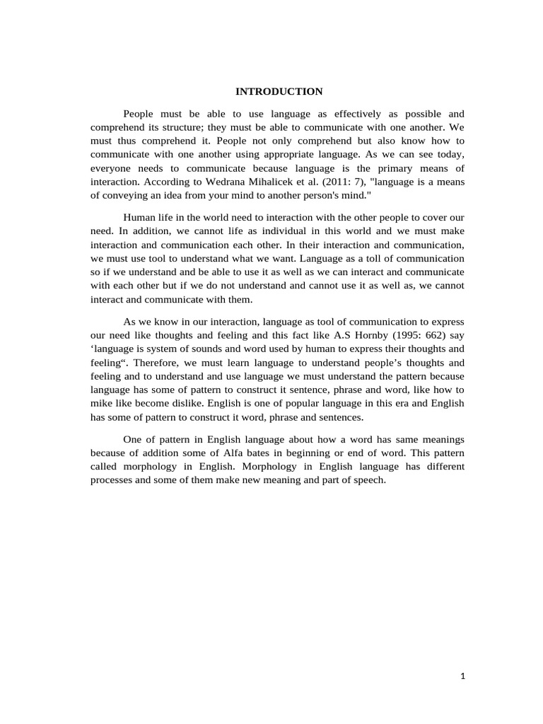 English Morphology Unit One , Summary | PDF | Word | Morphology ...