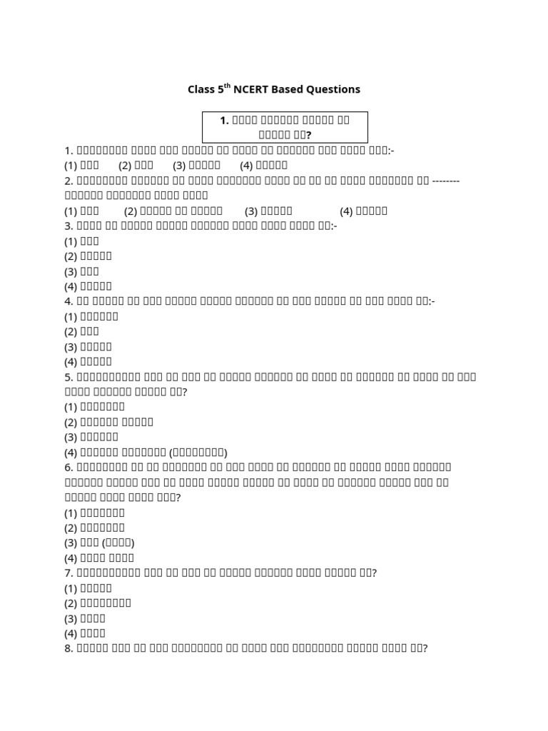 EVS Class 5 NCERT Based Question | PDF