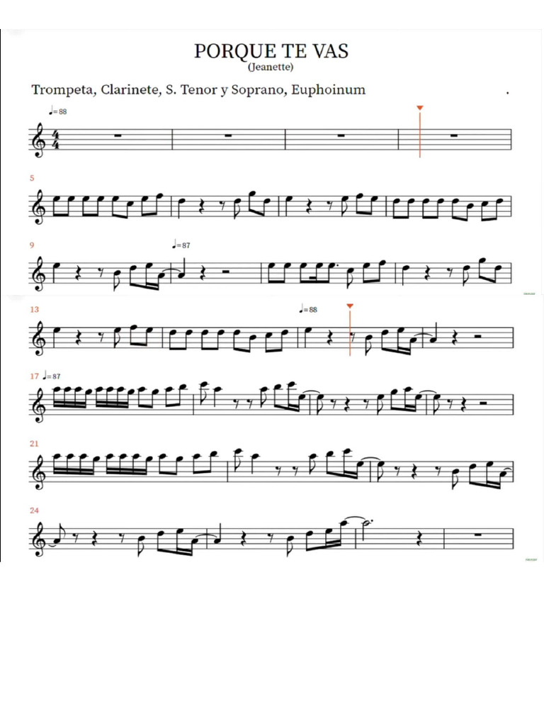Por Que Te Vas - Trumpet Partitura | PDF