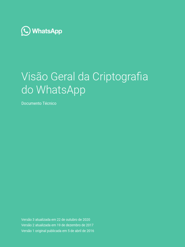 Visao Geral Da Criptografia So WhatsApp | PDF | Criptografia de chave pública | Criptografia