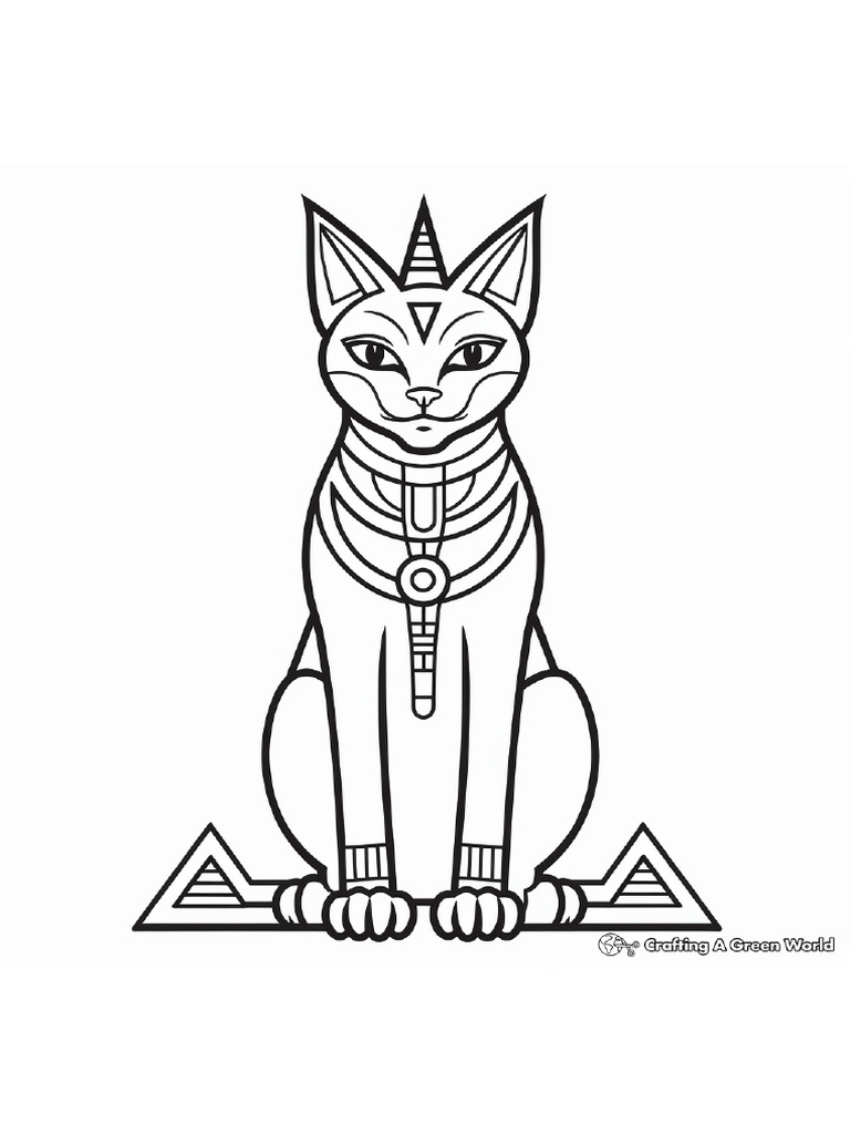 Egyptian Cat Goddess Bastet Coloring Pages 4 | PDF