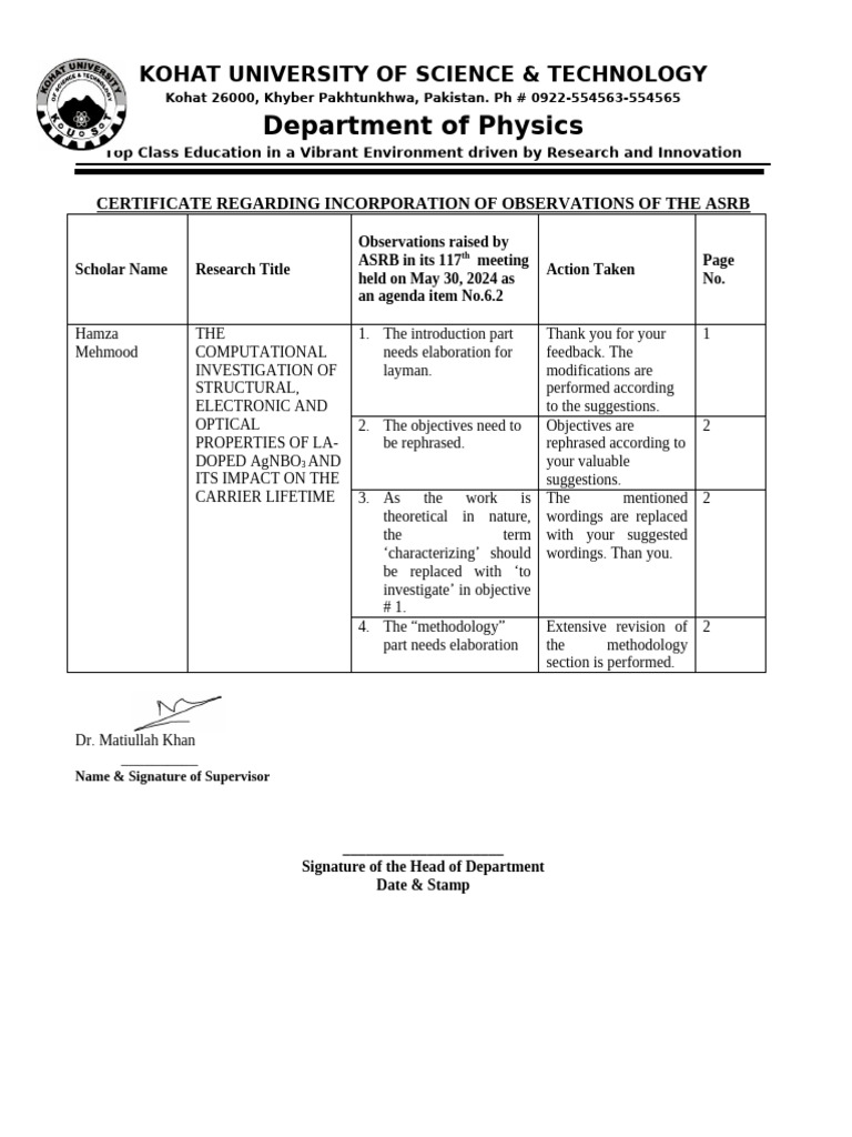 Hamza Mehmood, Final Version | PDF | Density Functional Theory | Doping (Semiconductor)