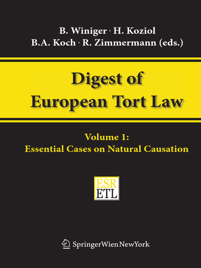 Digest of European Tort Law 1 Auth Essential Cases On Natural Causation | PDF | European Union ...