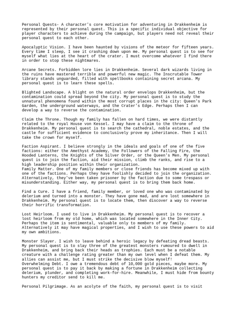 Drakkenheim personal quests | PDF