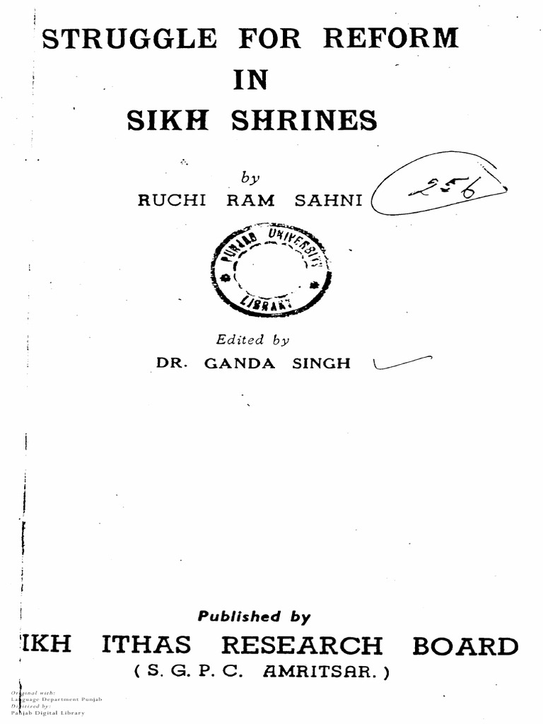 Struggle.for.Reform.in.Sikh.Shrines.by.Ruchi.Ram.Sahni.Edited.by.Ganda.Singh.(GurmatVeechar.com ...