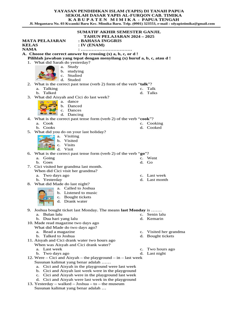 Soal Sas Semester Ganjil Kelas 6 | PDF