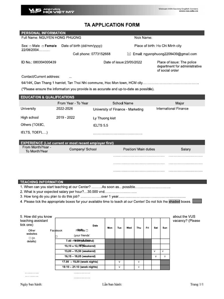 Ta Application | PDF