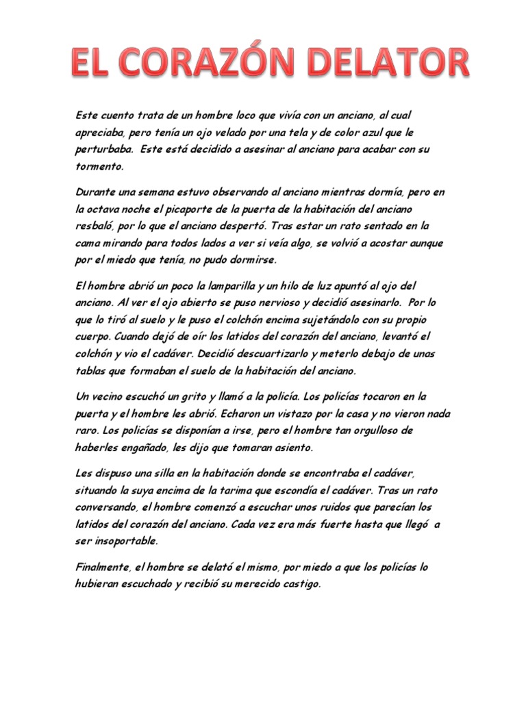 Resumen Corazon Delator | PDF