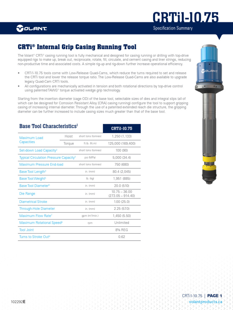 102292E-CRTi1-10.75-Specification Summary-MAY 2024 | PDF | Casing ...