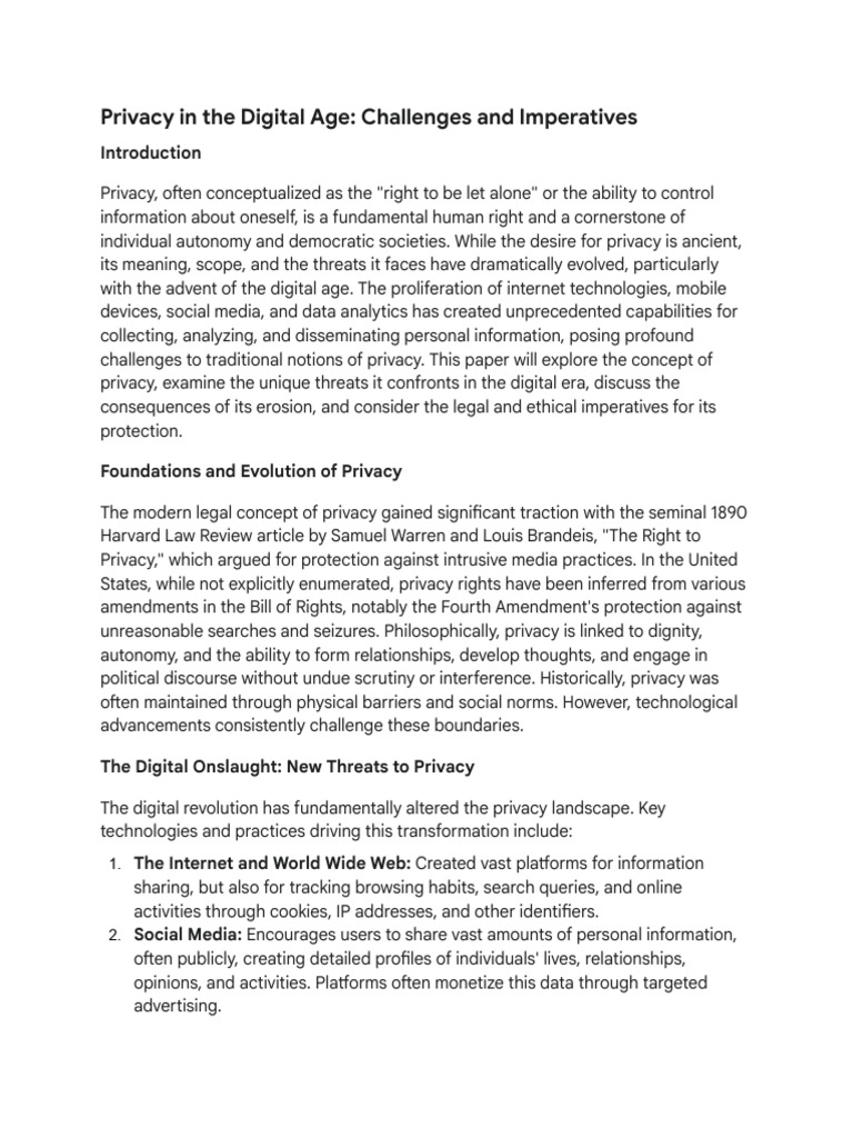 Digital Privacy: Challenges and Solutions | PDF | Privacy | Surveillance