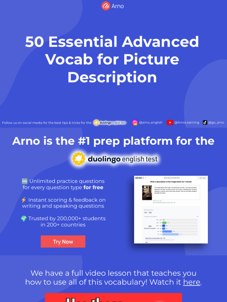 50 Essential Advanced Vocab For Picture Description | PDF | Sky