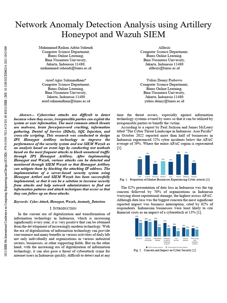 Network Anomaly Detection Analysis Using Artillery Honeypot and Wazuh SIEM | PDF | Security ...