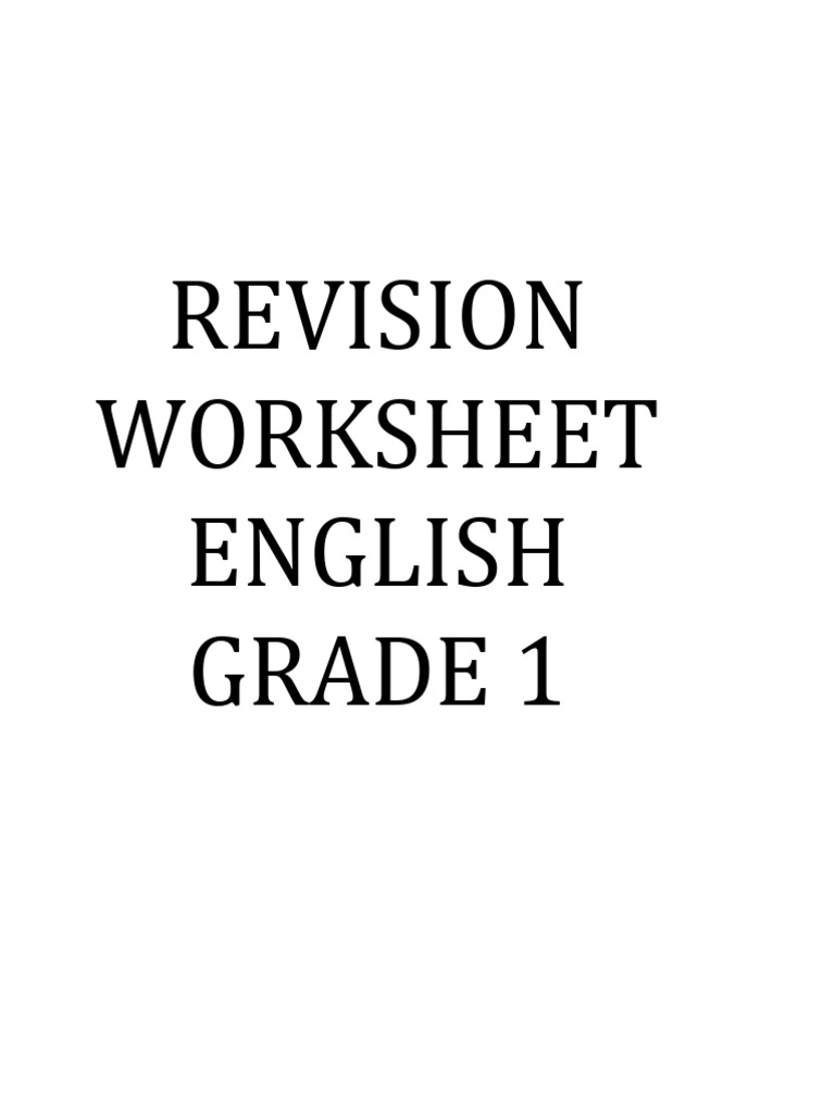 Grade 1 English Revision Worksheet | PDF