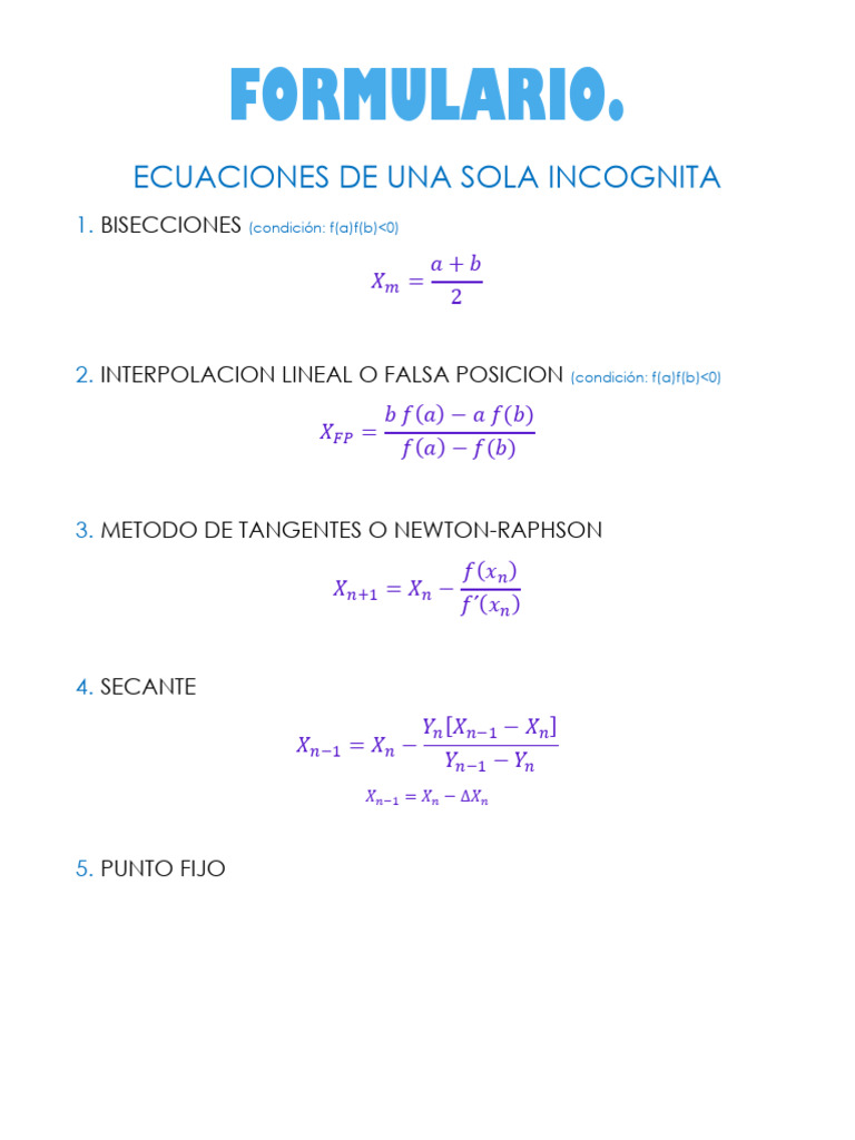 Formulario Mate 5 | PDF