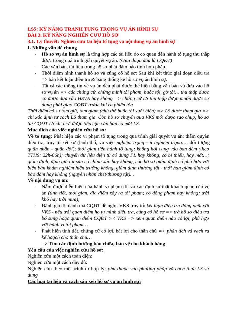 LS5. TRANH TỤNG HÌNH SỰ | PDF