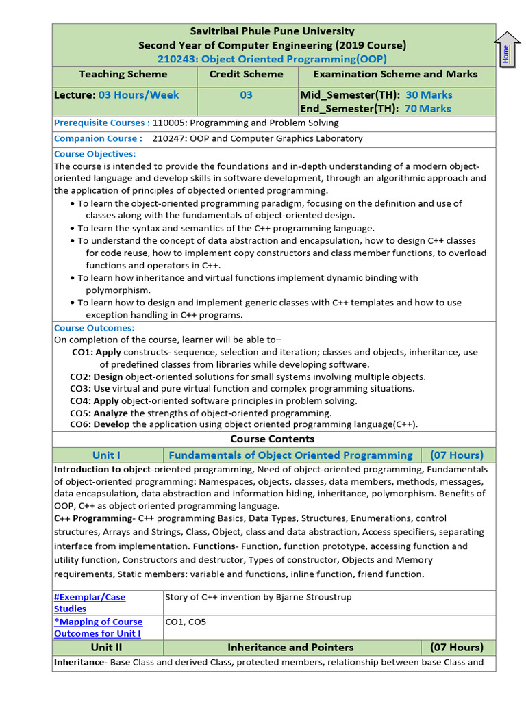 C++ Object-Oriented Programming Course | PDF | C++ | Class (Computer ...