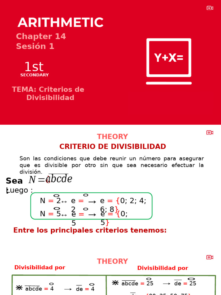 TOMOV - ARIT - 1ERO - CAP14 - S1 - Criterios de Divisibilidad | PDF | Ajedrez