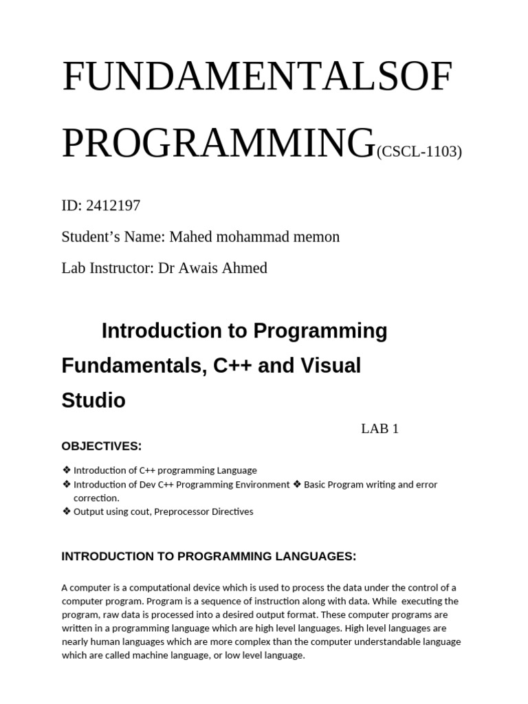 Assignment of Fop Lab M | PDF | C++ | Computer Programming