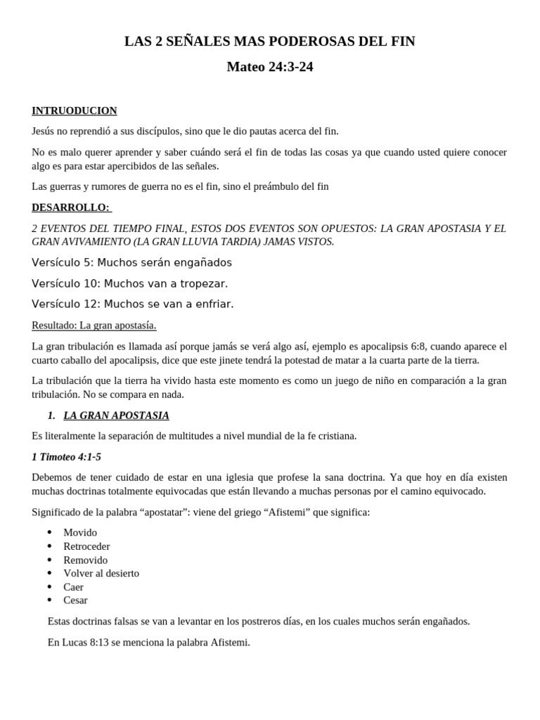 Señales del Fin: Apostasía y Avivamiento | PDF | antecristo | Jesús