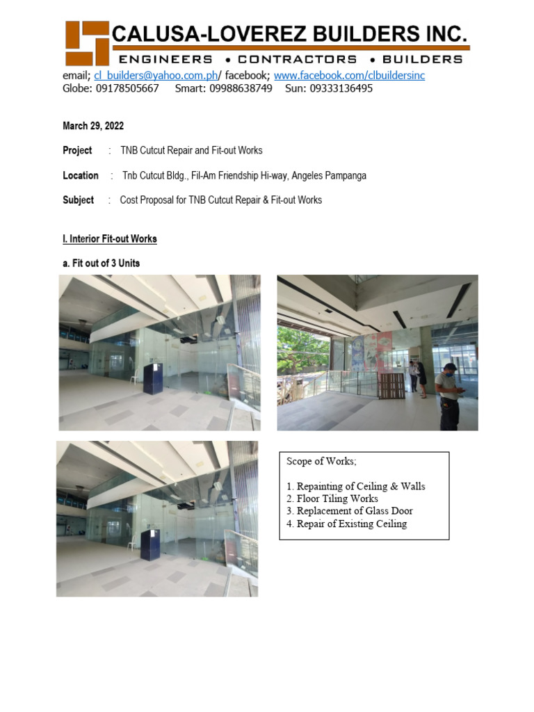 TNB Cutcut Repair & Fit-out Proposal | PDF