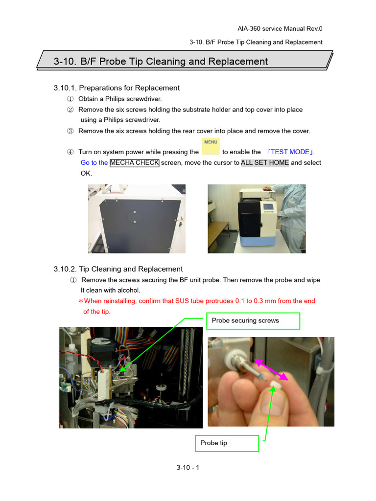 16 - Ch.3-10 BF Probe Tip Cleaning and Replacement Rev.0 | PDF