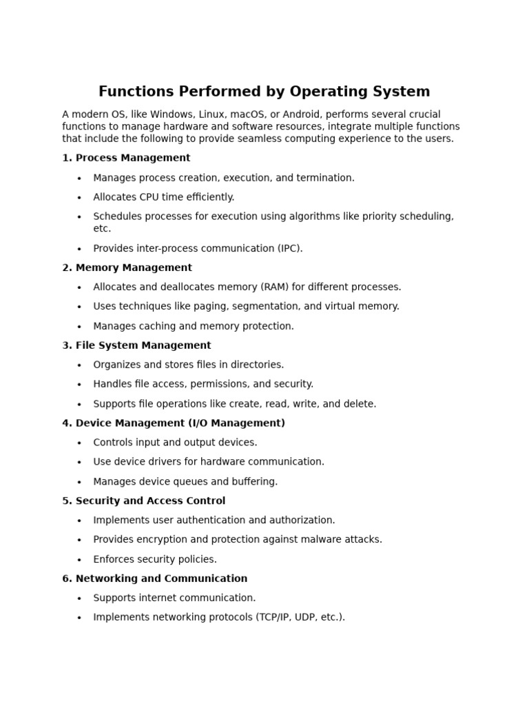 Functions Performed by Operating System | PDF