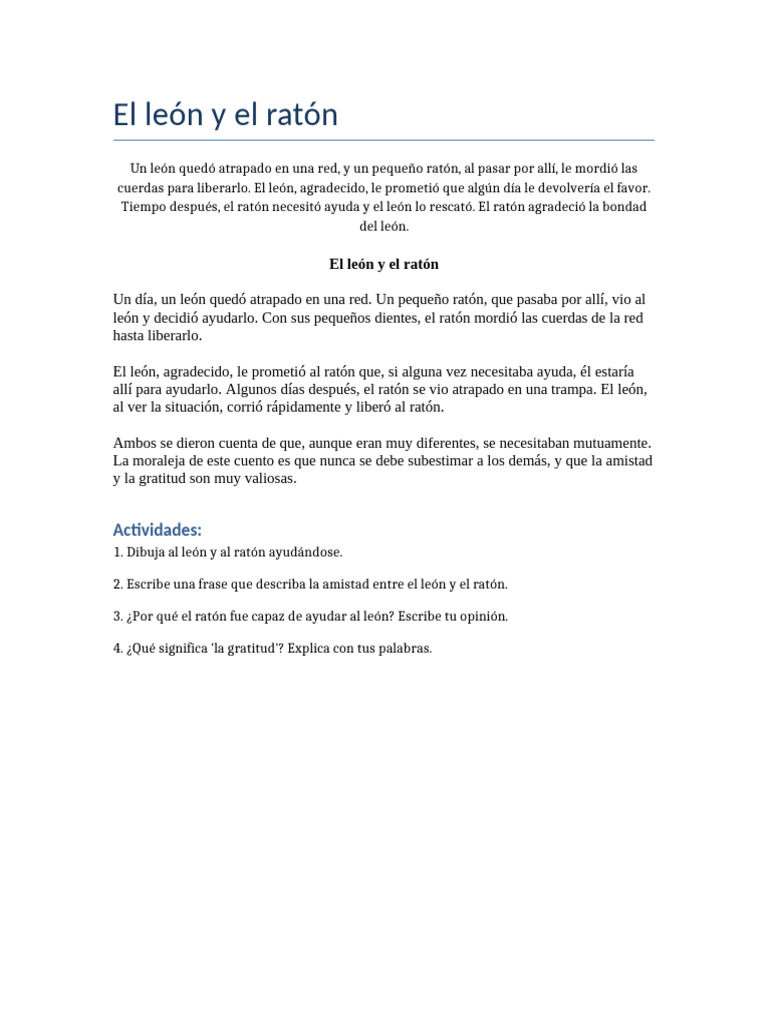 El León y El Ratón | PDF