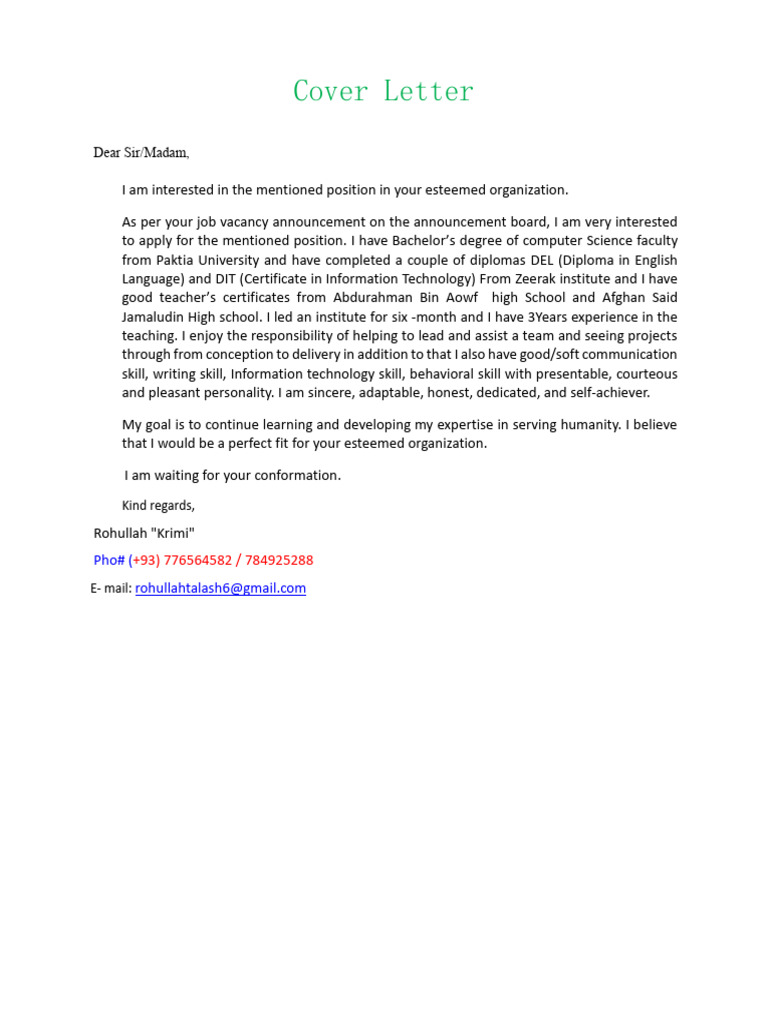 Application for Teaching Position | PDF