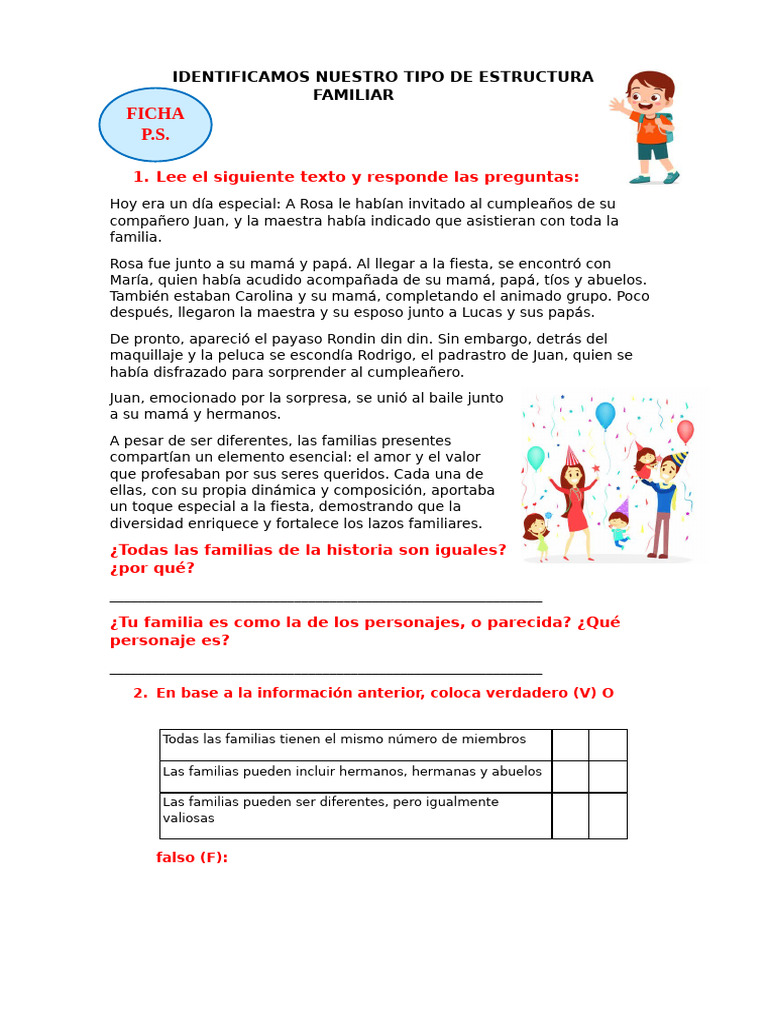 FICHA DIA DE LA FAMILIA | PDF