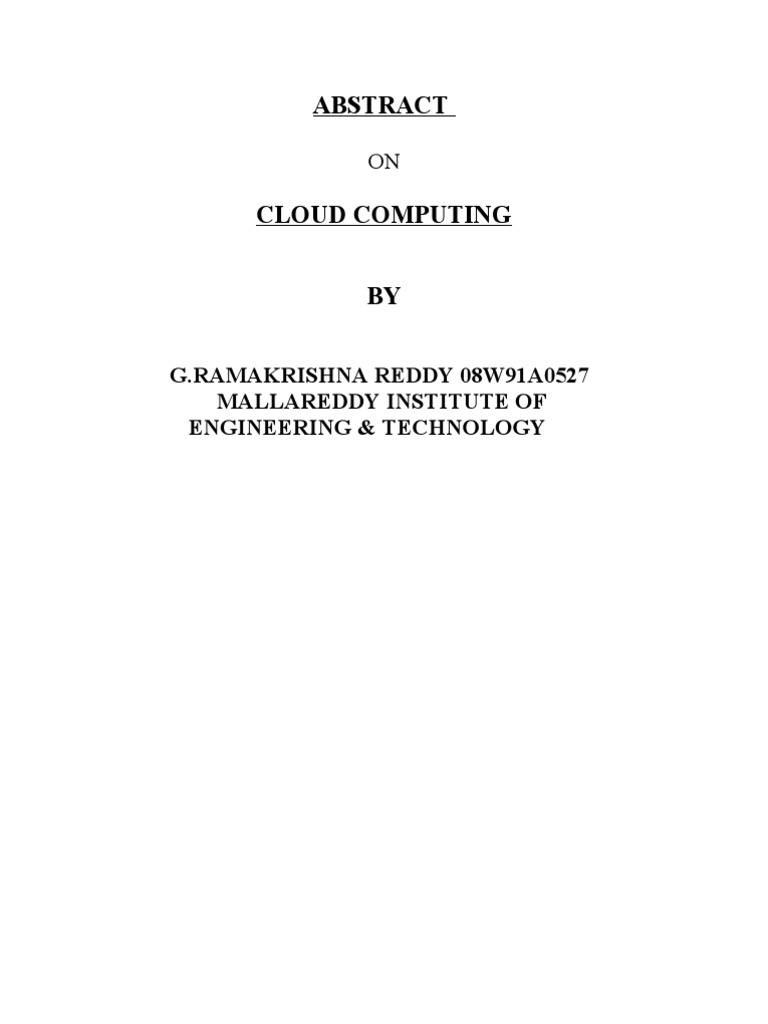 Cloud Computing Abstract | PDF | Cloud Computing | Computing